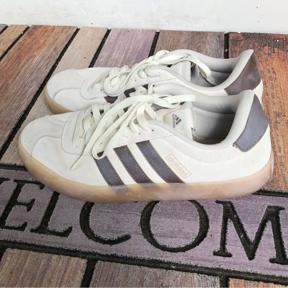 adidas | Shoes | Mens Adidas Cream Grey Sneakers Tennis Shoes Size 9 2 ...